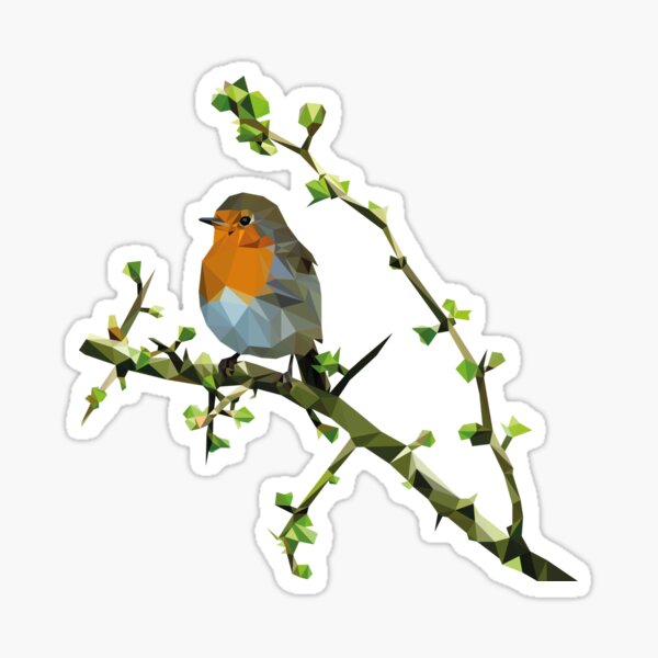 "Robin bird lowpoly transparent looking to the left" Sticker by xP42 ...