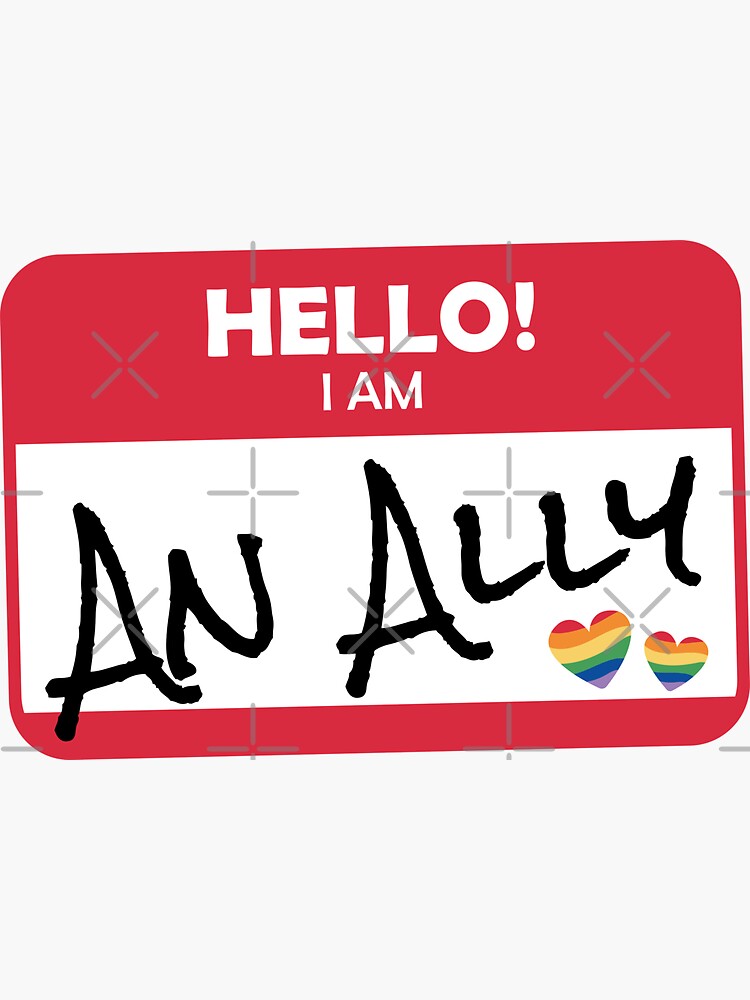 "Hello I am an Ally Pride Allyship Proud Ally LGBTQIA+ Flag Heart ...