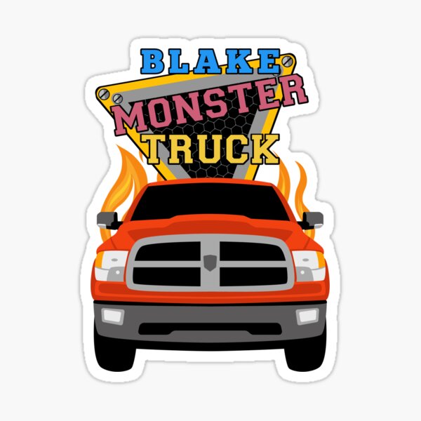 "Blake name with monster truck" Sticker for Sale by VINOSILVER | Redbubble