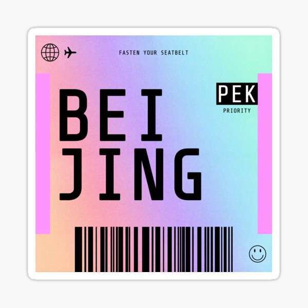 Beijing Boarding Pass Pek Rainbow Gradient Sticker For Sale By Lukassfr Redbubble