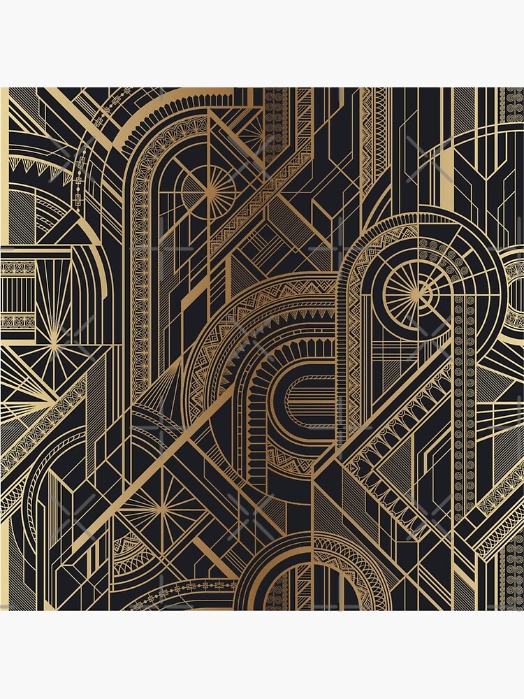 "Chic Golden Geometric Art Deco Pattern Bohemian Industrial meets Art ...
