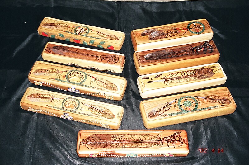 "variety of white and red cedar feather boxes" by shkaabewis06 | Redbubble