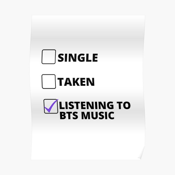 "Listening to BTS Inspired Checklist" Poster for Sale by Winterlock ...