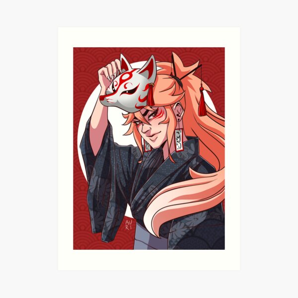 "KNY OC - Kitsune Mask Mao" Art Print for Sale by rennue | Redbubble