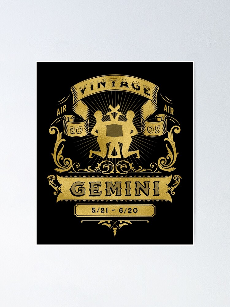 The Zodiac Sign Of Gemini Golden Vintage 2005 Poster For Sale By the-zodiac-sign-of-gemini-golden-vintage-2005-poster-for-sale-by