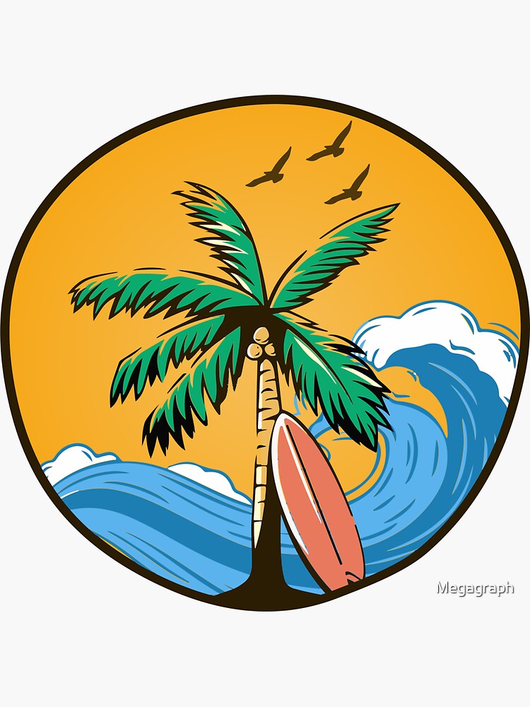 "Summer surf club" Sticker by Megagraph | Redbubble