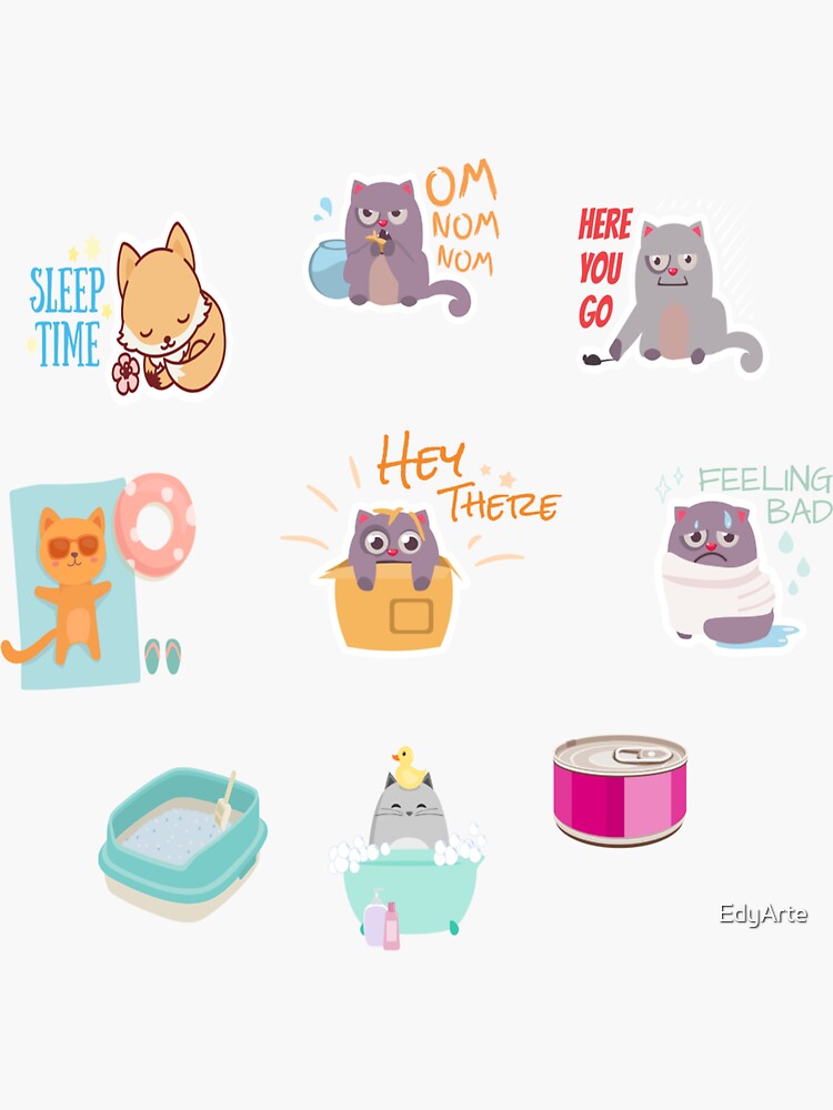 "Cat Emotions Pack " Sticker for Sale by EdyArte | Redbubble