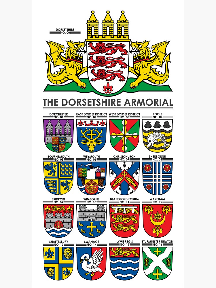"Armorial of Dorset" Sticker for Sale by Teathered-Art | Redbubble