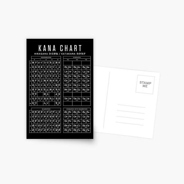 "Combined Hiragana and Katakana Japanese Character Kana Chart Black ...