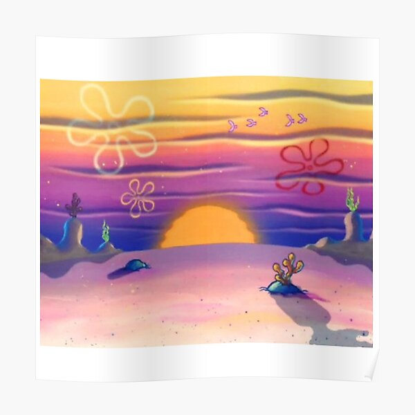 "Spongebob Sunset Background" Poster for Sale by sabahnaveed | Redbubble