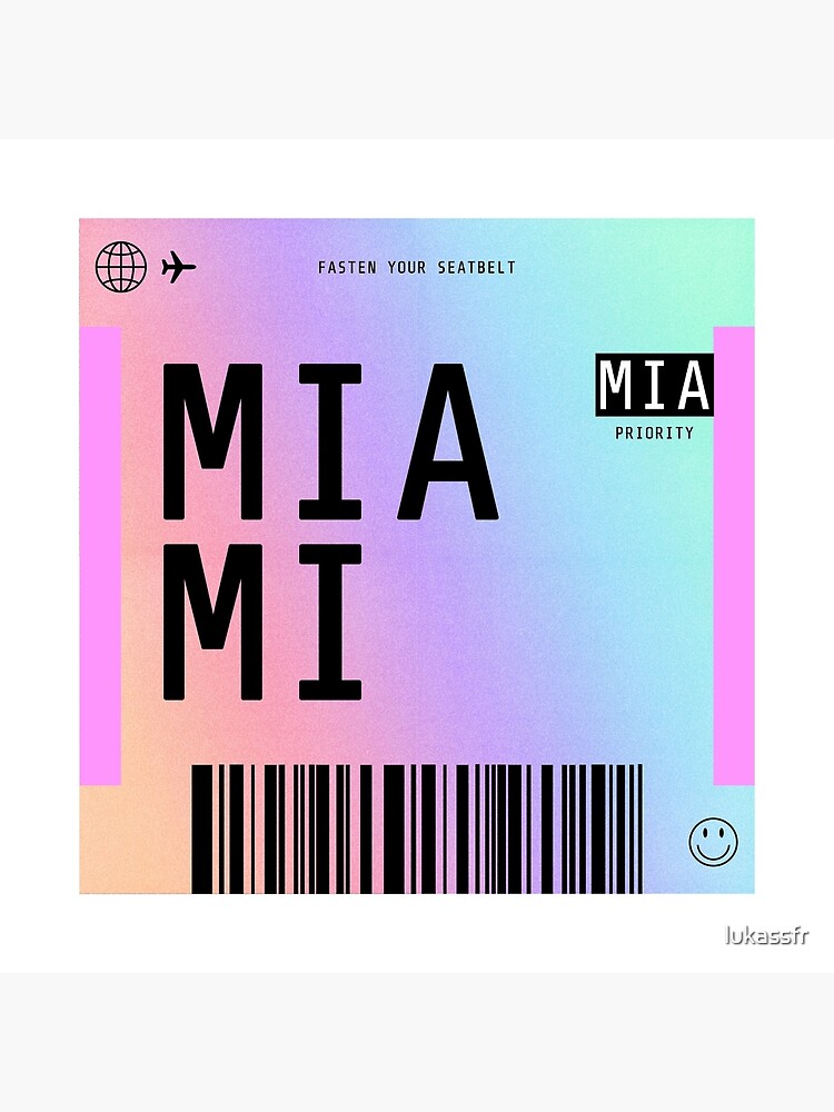 "Miami Boarding Pass MIA Rainbow Gradient" Poster by lukassfr | Redbubble