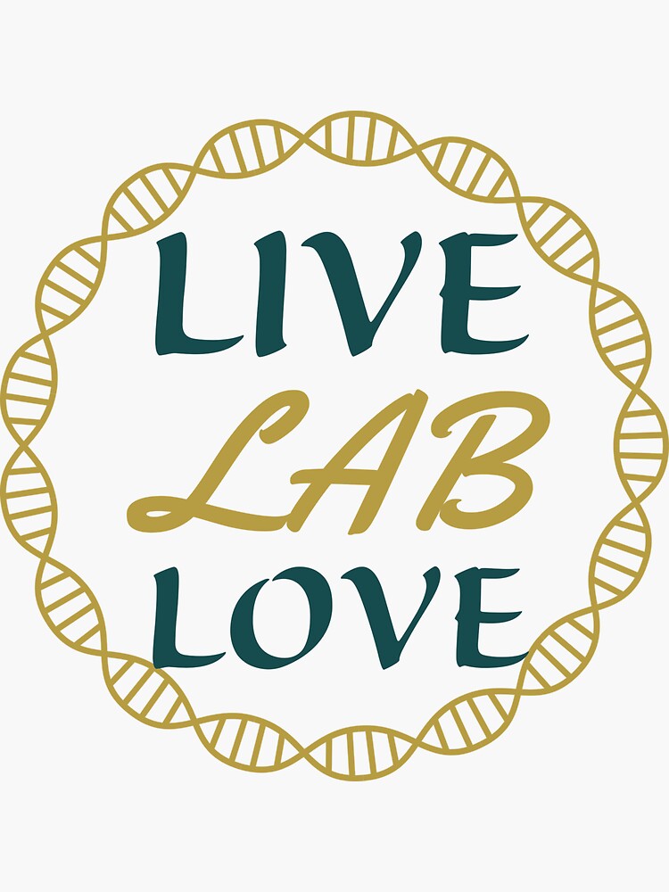 "Live Lab Love DNA (Gold and Silver)" Sticker for Sale by STEMphrases ...