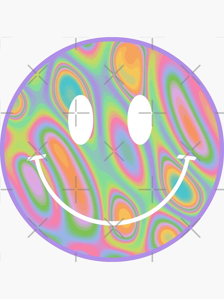 "Trippy Rainbow Smiley Face" Sticker for Sale by BahamaBums | Redbubble