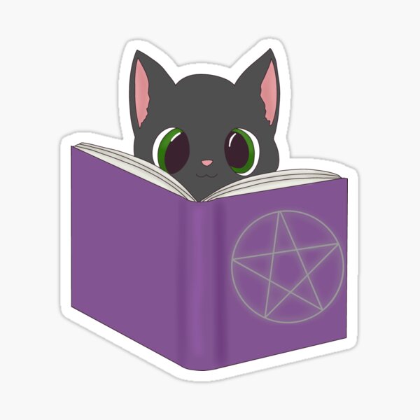 "Cat reading a book" Sticker for Sale by Becky-Marie | Redbubble