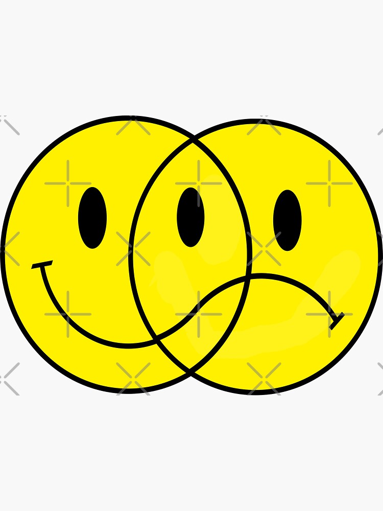 "Two Faced Smiley Face" Sticker for Sale by BahamaBums | Redbubble