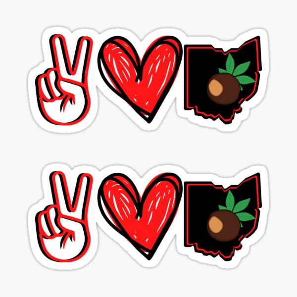 "Peace Love Buckeyes" Sticker for Sale by krissy43231 | Redbubble
