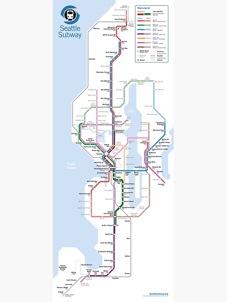 Lámina fotográfica «Mapa de la visión del metro de Seattle 2018» de ...