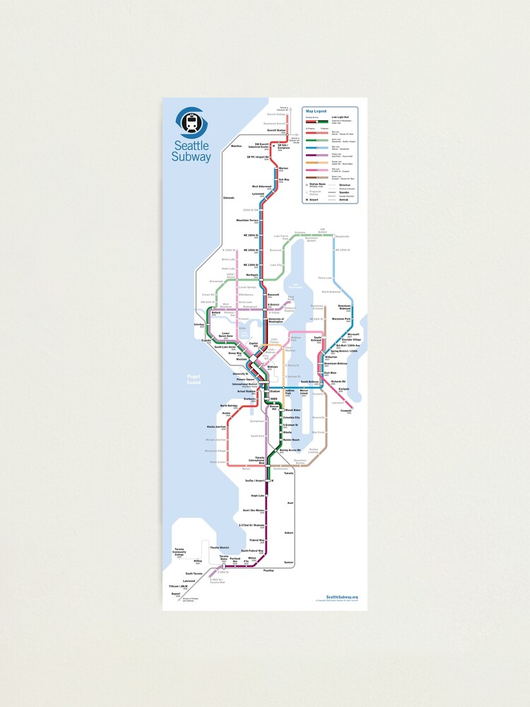 Lámina fotográfica «Mapa de la visión del metro de Seattle 2018» de ...