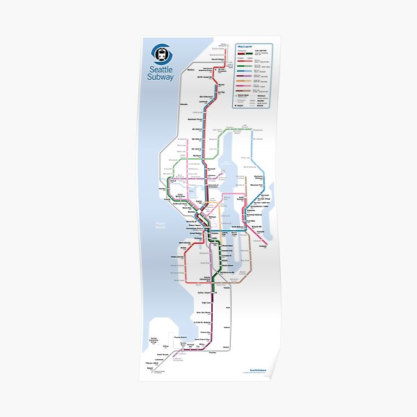 Póster «Mapa de la visión del metro de Seattle 2018» de tylerl0706 ...