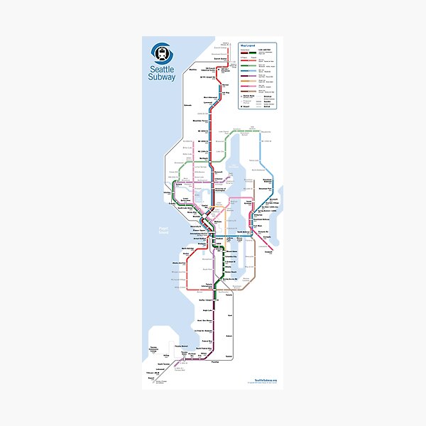 Lámina fotográfica «Mapa de la visión del metro de Seattle 2018» de ...