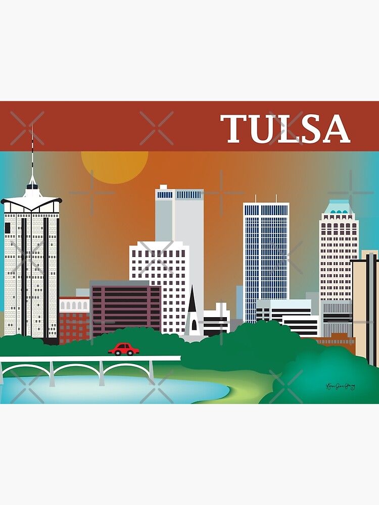 "Tulsa, Oklahoma - Skyline Illustration by Loose Petals" Canvas Print ...