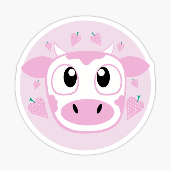 "Strawberry Milk Cow" Sticker for Sale by sophisticait | Redbubble