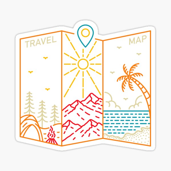"Travel Map" Sticker for Sale by ELVEKTORKITA | Redbubble