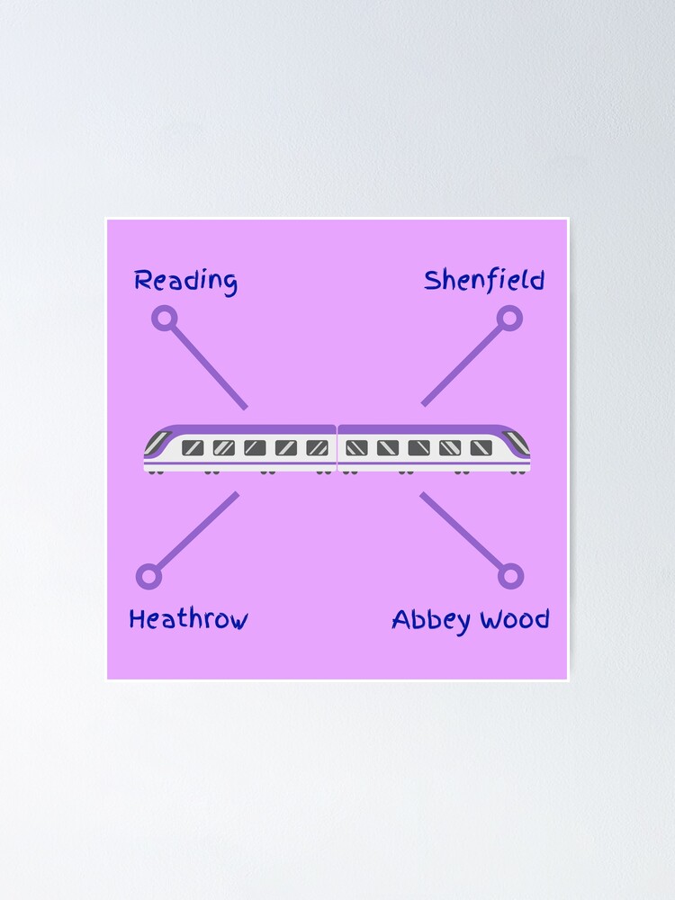 "Elizabeth Line Purple Train Map on Light Purple" Poster for Sale by ...