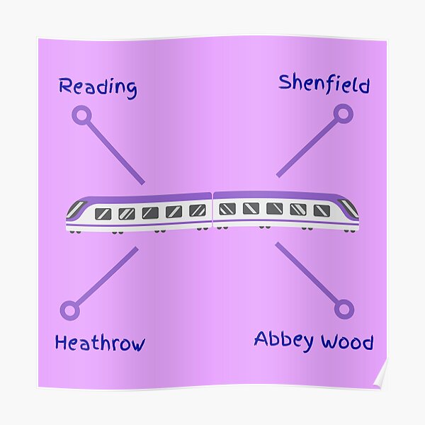 "Elizabeth Line Purple Train Map on Light Purple" Poster for Sale by ...