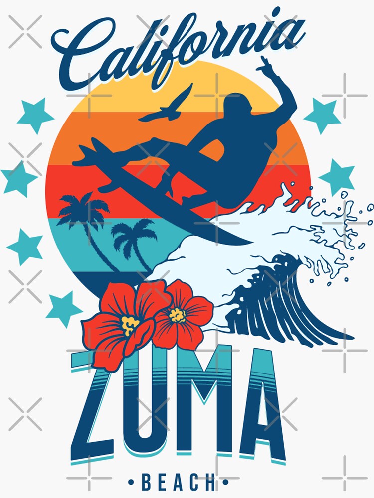 "Zuma Beach" Sticker for Sale by EmbeeGraphics | Redbubble