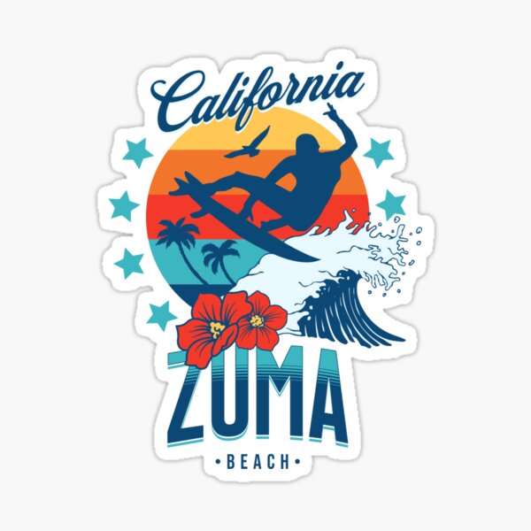 "Zuma Beach" Sticker for Sale by EmbeeGraphics | Redbubble