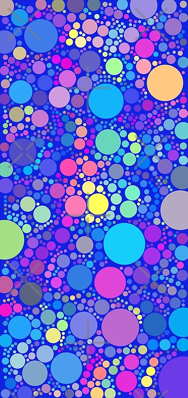 "Neon Confetti Multicolored Polka Dots On Blue Pattern Design" by patternsoup | Redbubble