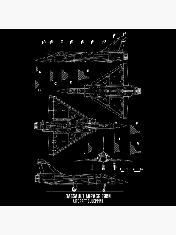 "Dassault Mirage 2000 Aircraft Blueprint" Art Print for Sale by ...