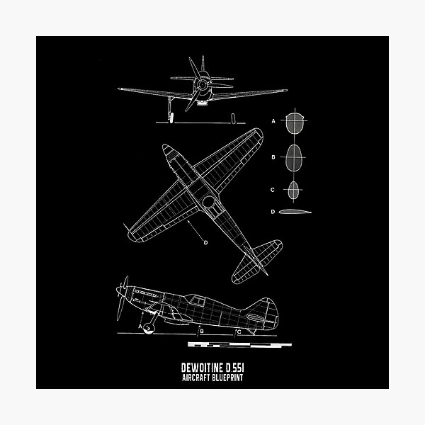 "Dewoitine D.551 Aircraft Blueprint" Photographic Print for Sale by ...
