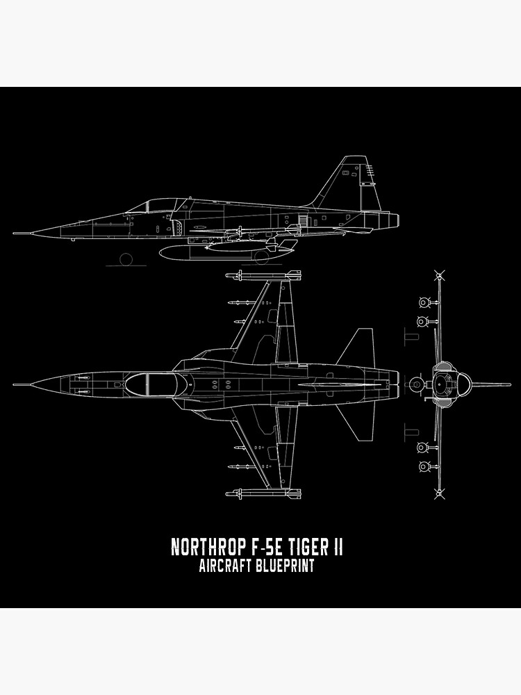 "Northrop F5E Tiger II Aircraft Blueprint" Sticker for Sale by ...