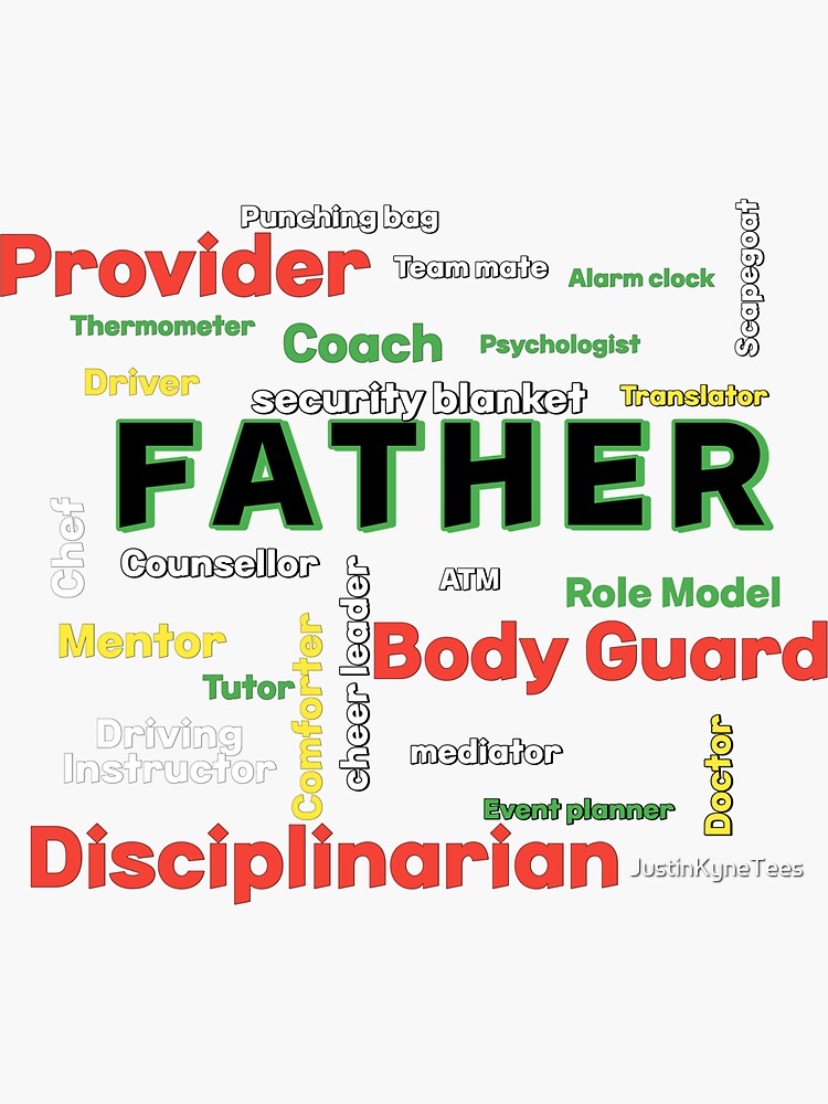 "Father Word Cloud" Sticker by JustinKyneTees | Redbubble