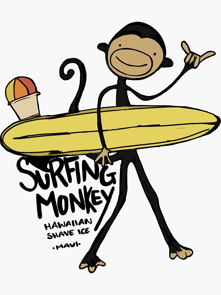 "Surfing Monkey" Sticker for Sale by binibunny | Redbubble