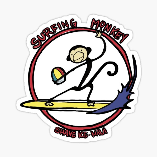 "OG Surfing Monkey " Sticker for Sale by binibunny | Redbubble