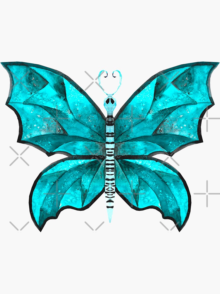 "Aqua butterfly" Sticker for Sale by FGCART | Redbubble