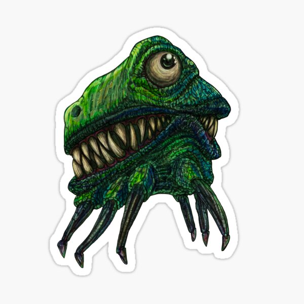 "One Eyed Crawley Green Monster Creature" Sticker for Sale by ...