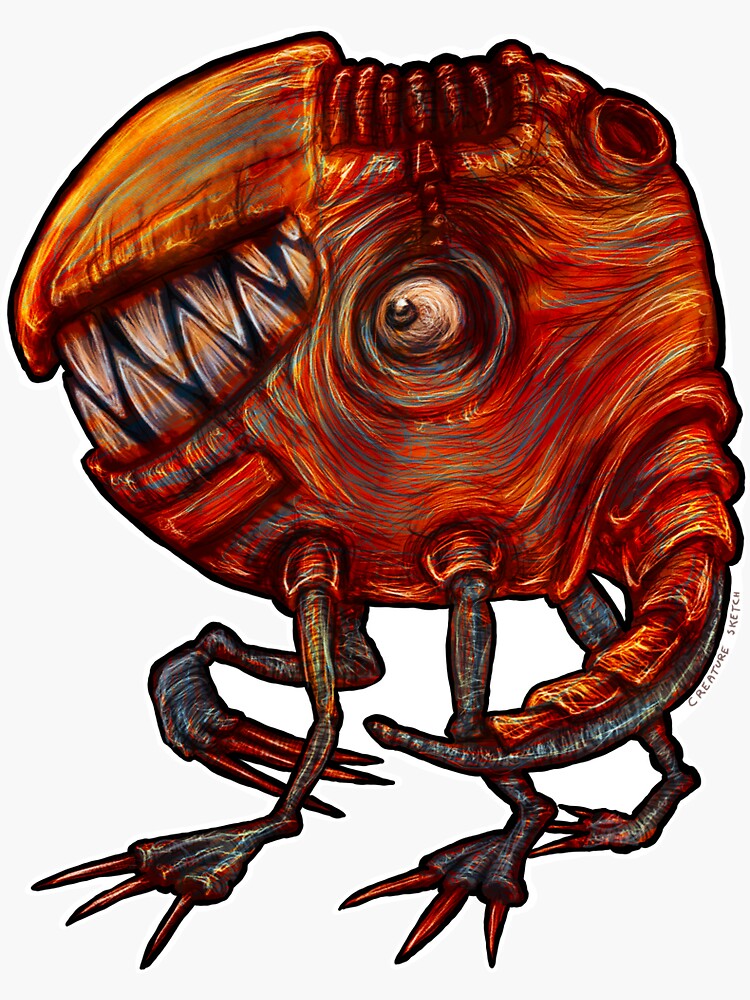 "Cute Little Red Rusty Monster Creature" Sticker for Sale by ...