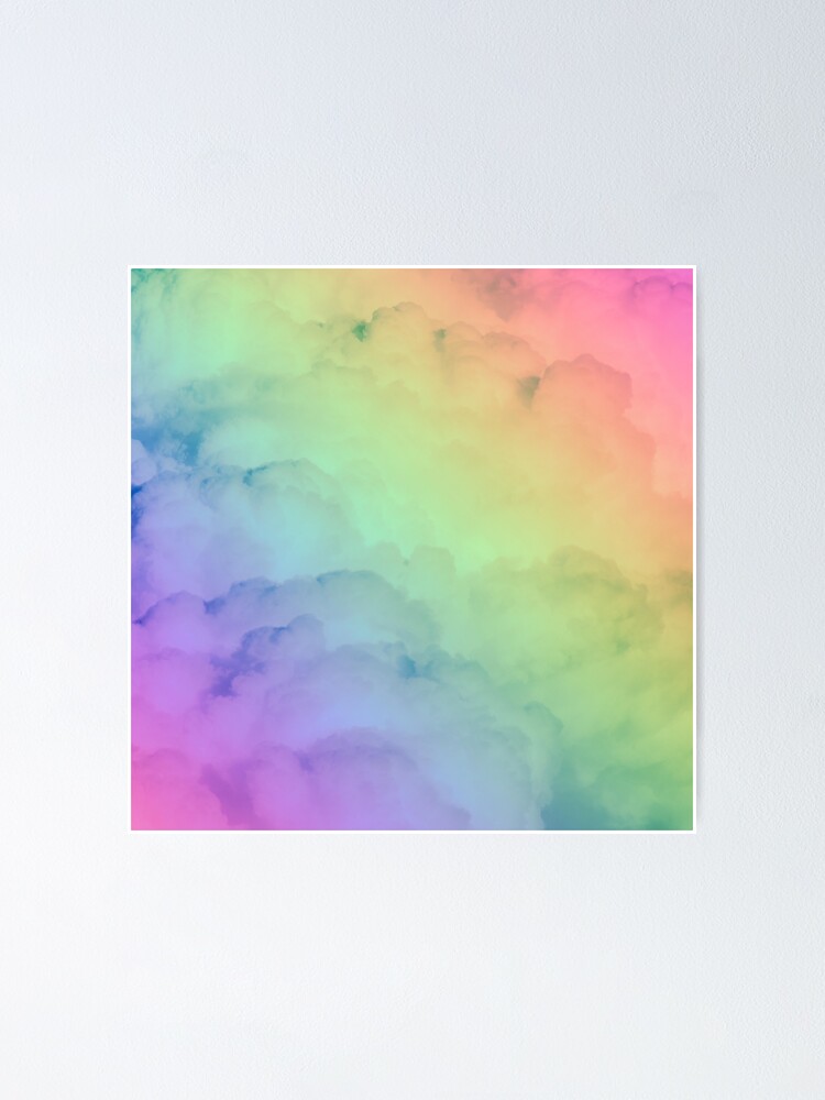 "Rainbow Fluffy Clouds with Rainbow Stripes" Poster for Sale by ...
