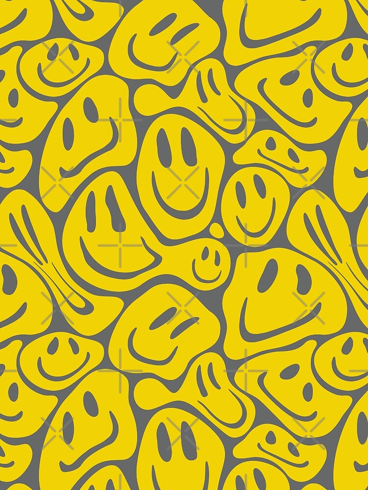 "Acid Melting Smiles | Liquid Smiley Faces| Preppy Marigold Yellow and ...
