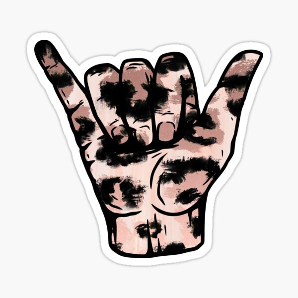"Pink Leopard Texture Hang Loose Shaka" Sticker for Sale by ...