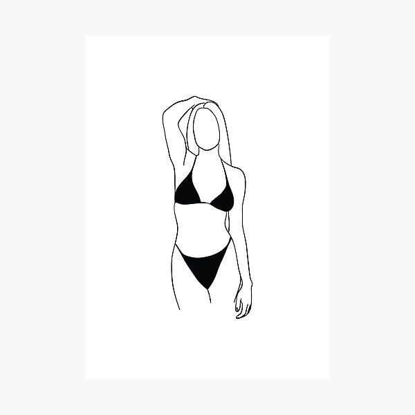 Woman Bikini Art Curvy Woman Line Art Body Positive Print Nude