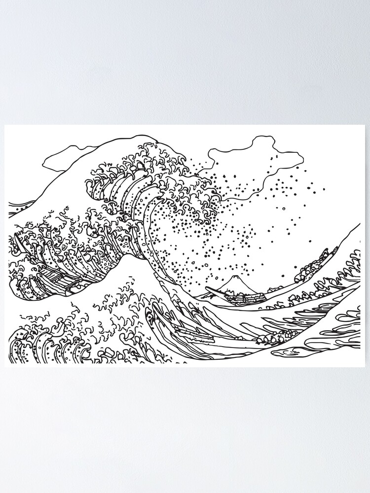 "Minimal Hokusai - The Great Wave off Kanagawa" Poster for Sale by ...