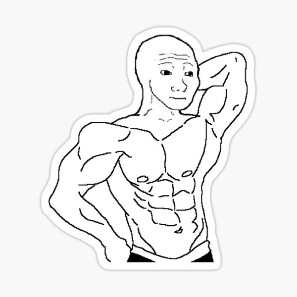 "Muscular Wojak" Sticker by Chaiser | Redbubble