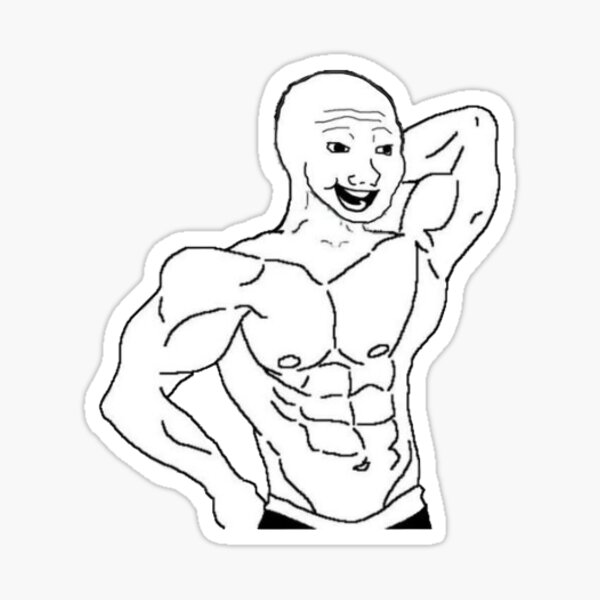 "Muscular Wojak" Sticker for Sale by Chaiser | Redbubble