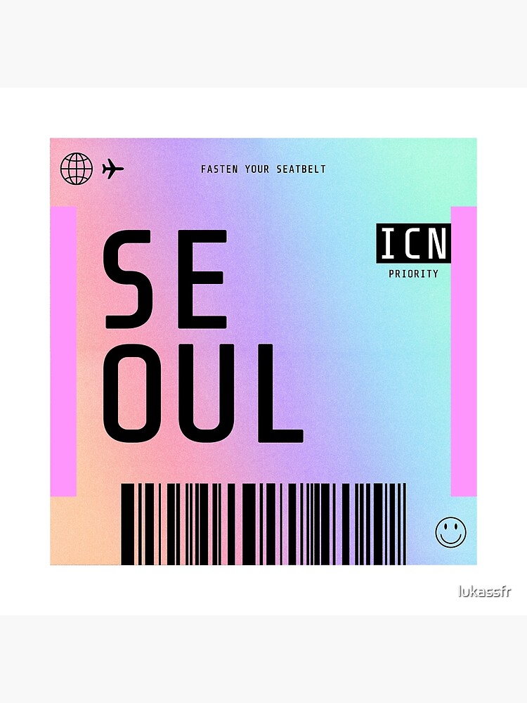 "Seoul Boarding Pass ICN Rainbow Gradient" Art Print for Sale by ...