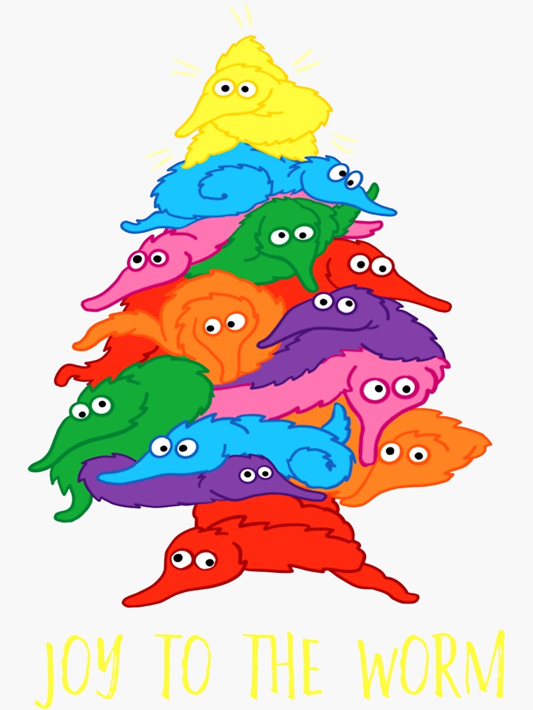 "Get Here b Joy to The Worm Funny Fuzzy Worm On A String Christmas ...